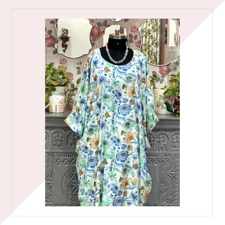 Shop Blue Floral Print Muslin Silk Co-Ord Set | The Ethnic Tree